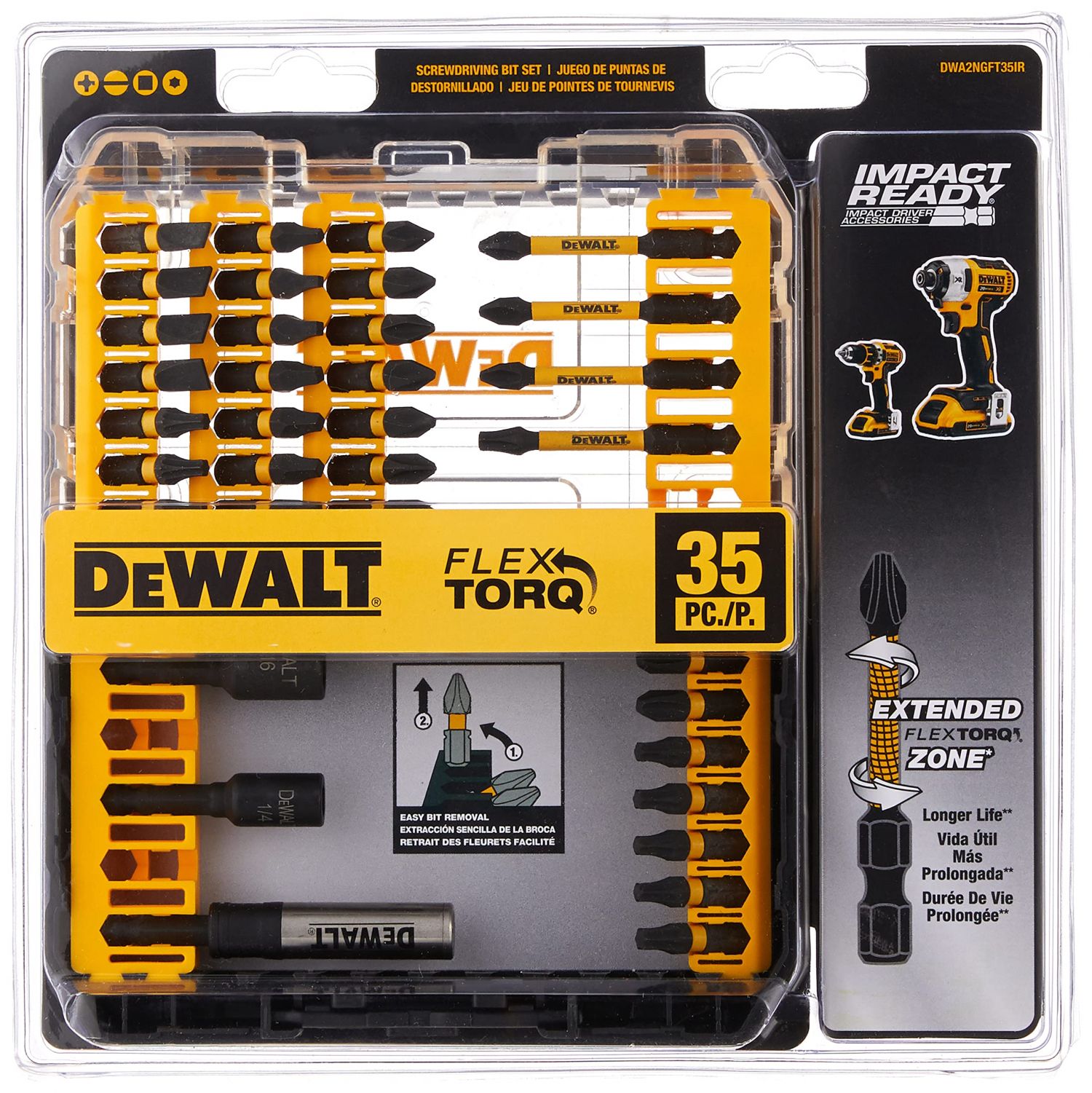 סט ביטים 35 חלקים לאימפקט בארגז DeWalt DWA2NGFT35IR - מאסטר טולס בע"מ