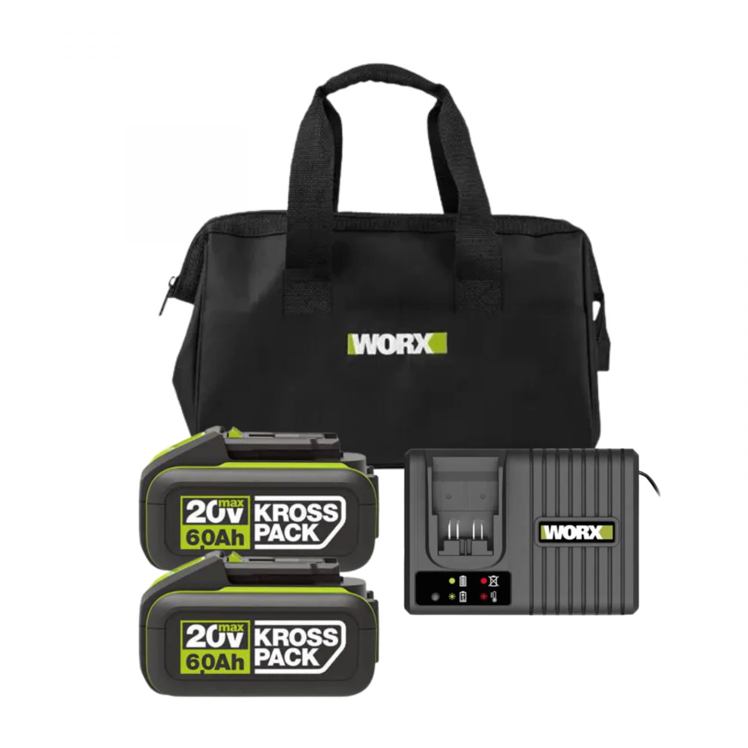 ערכת טעינה סוג סוללות 6AH + מטען מהיר בתיק כלים WORX - מאסטר טולס בע"מ