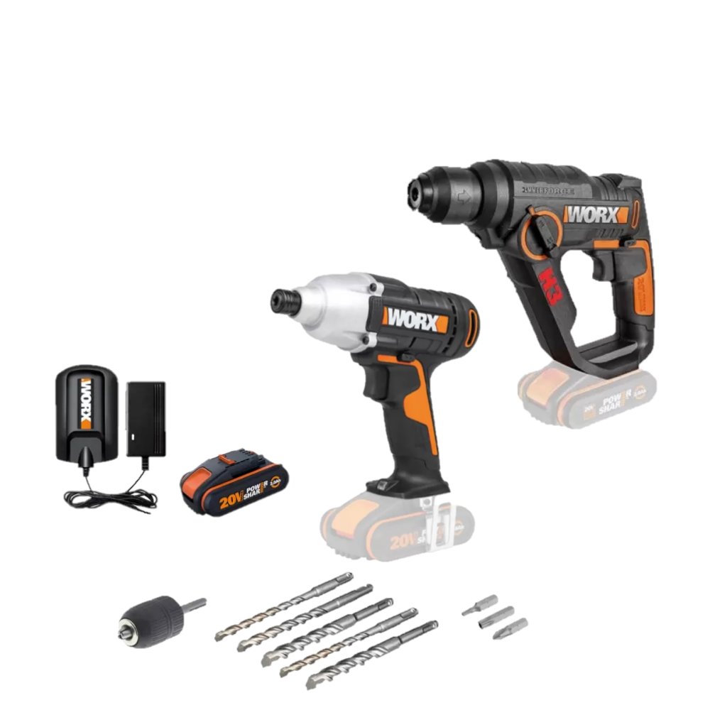 סט פטישון WX390.9 + מברגת אימפקט WX291 נטענת + סוללה 2.0Ah + מטען ...