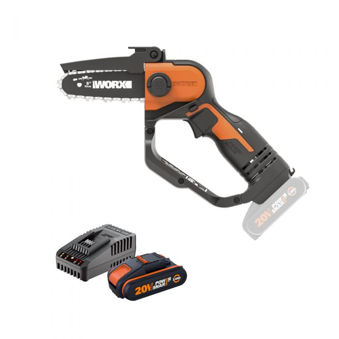 מסור שרשרת "5 20V+ סוללה 2A + מטען מהיר WORX WG324E 20V - מאסטר טולס בע"מ